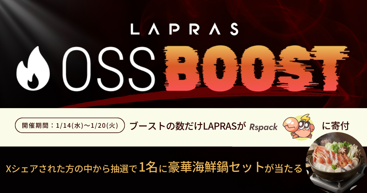 【キャンペーン実施中】Rspackを一緒に応援しよう！あなたの参加でLAPRASが1USDを支援：LAPRAS OSS BOOST - LAPRAS NOTE